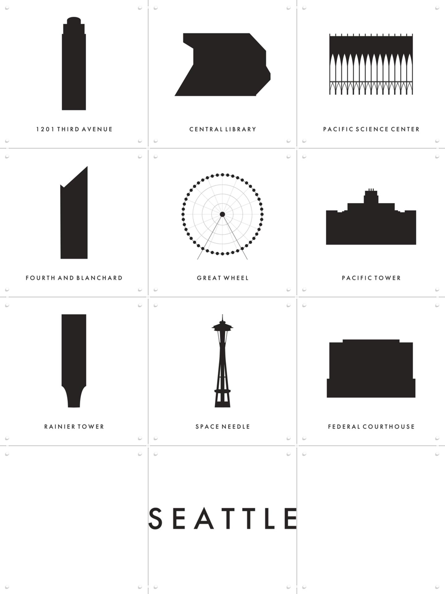 Seattle Architecture Collage Box Par Art in Maps | Tableaux & Affiches ...