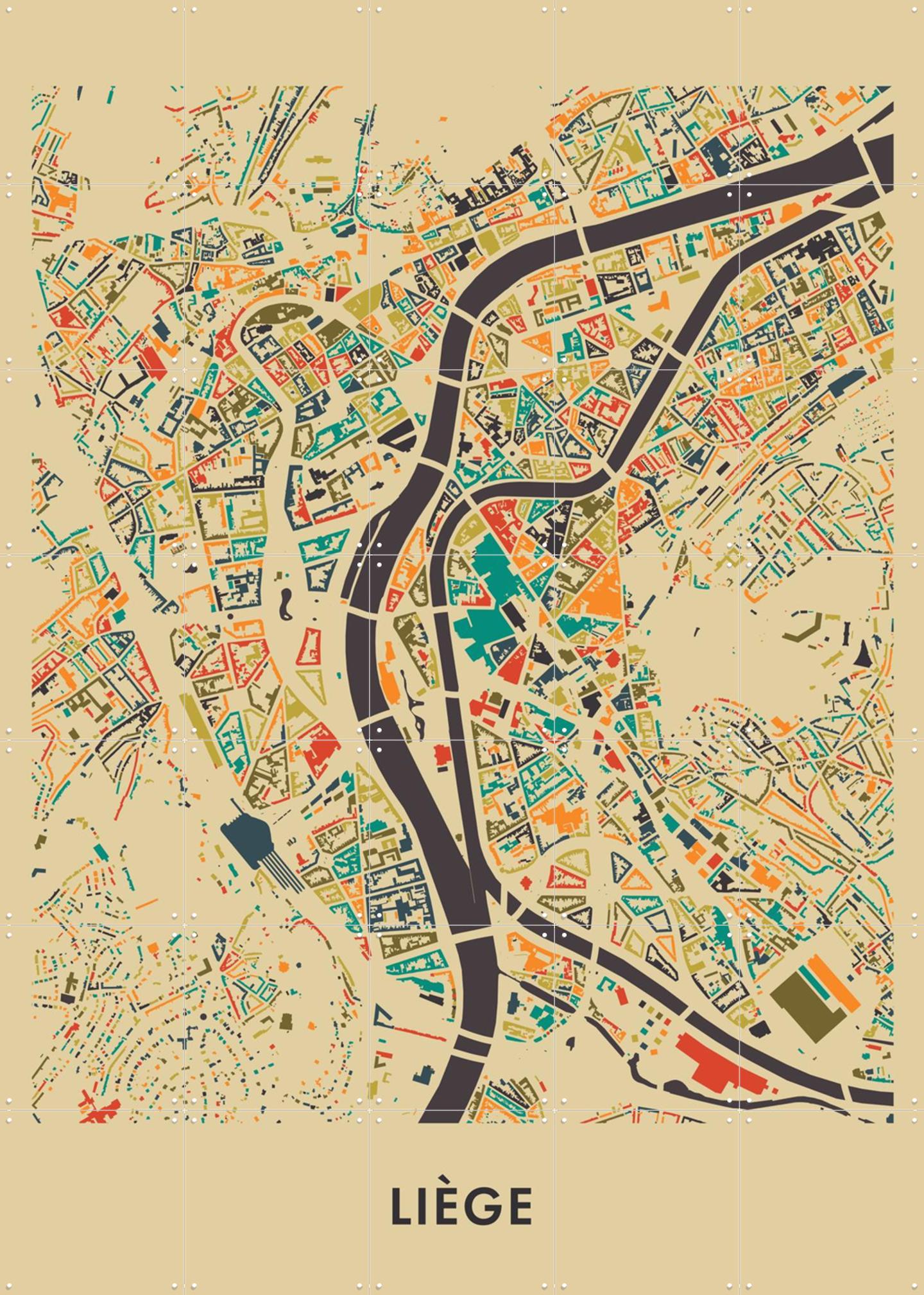 Liège Mosaic Map By Art in Maps | Wall Art & Art Prints | IXXI