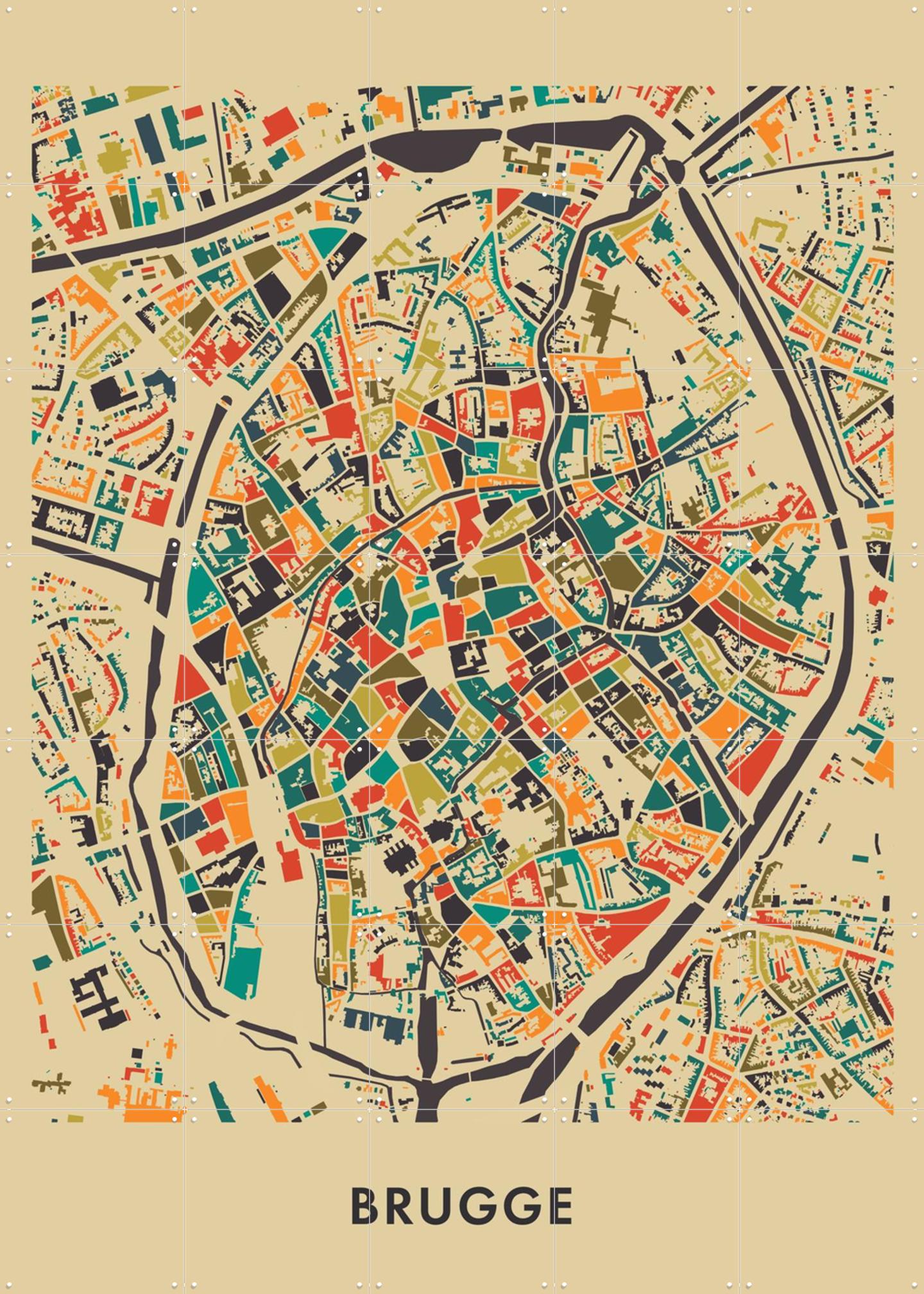Brugge Mosaic Map Par Art in Maps | Tableaux & Affiches murales | IXXI