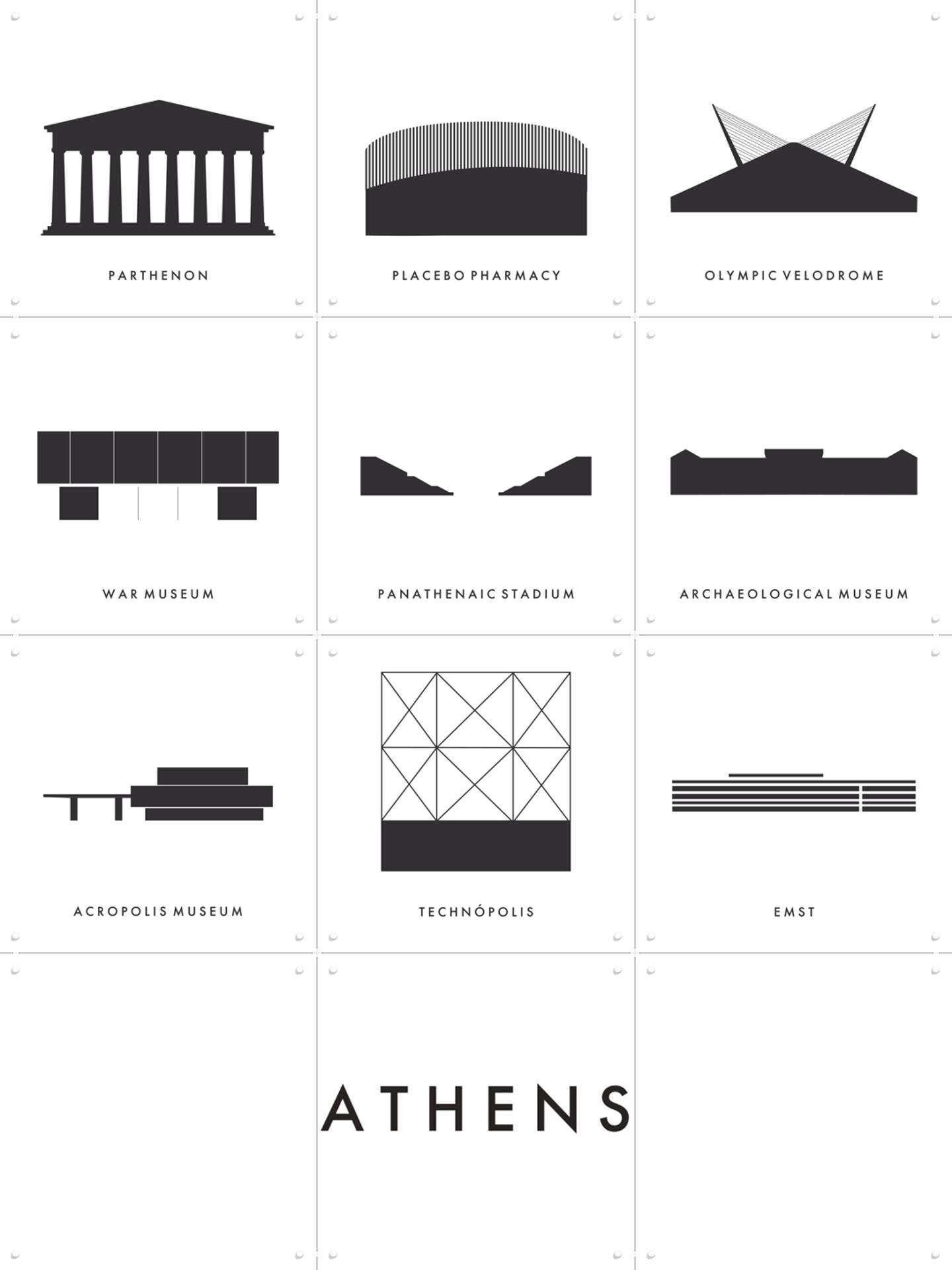Athens Architecture Collage Box Par Art in Maps | Tableaux & Affiches ...