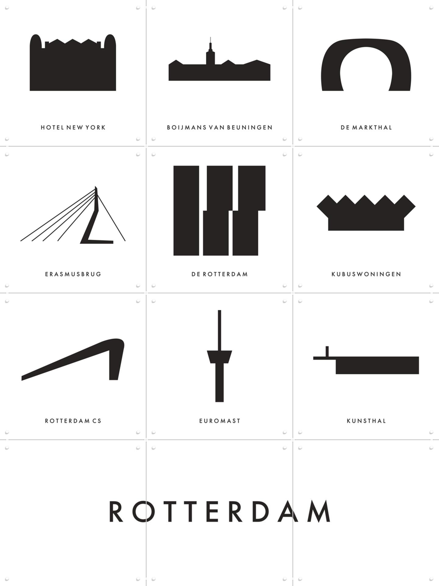 Rotterdam Architecture Collage Box Par Art in Maps | Tableaux ...