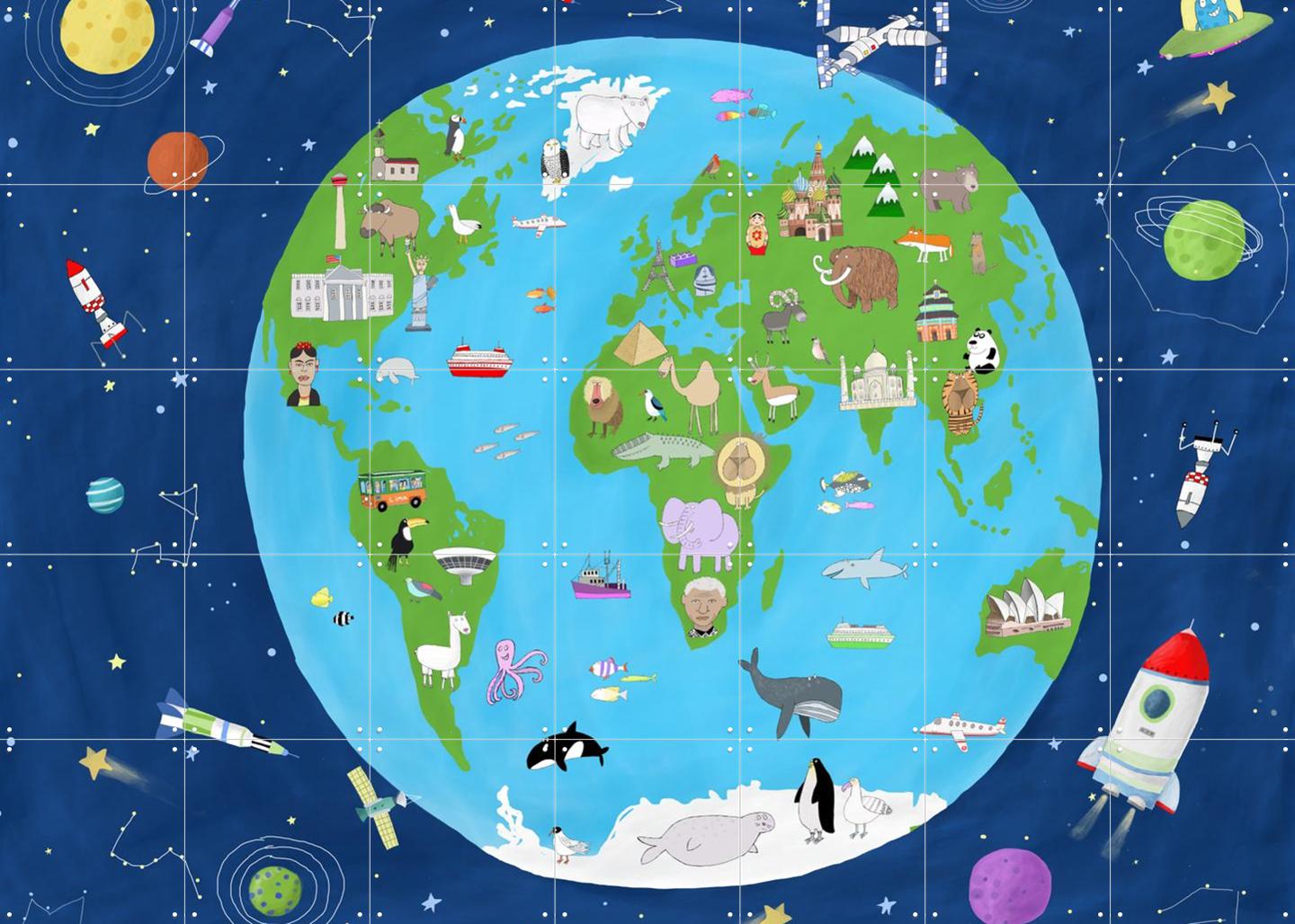 Illustrated Map of the World from Space By Carla Daly | Wall Art & Art ...
