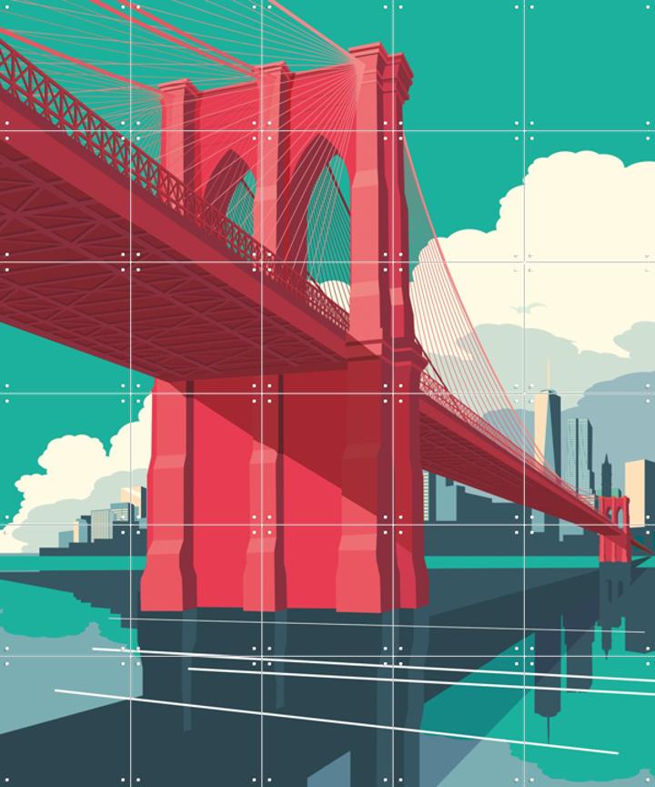 NYC - Brooklyn Bridge Red, by Remko Heemskerk - IXXI