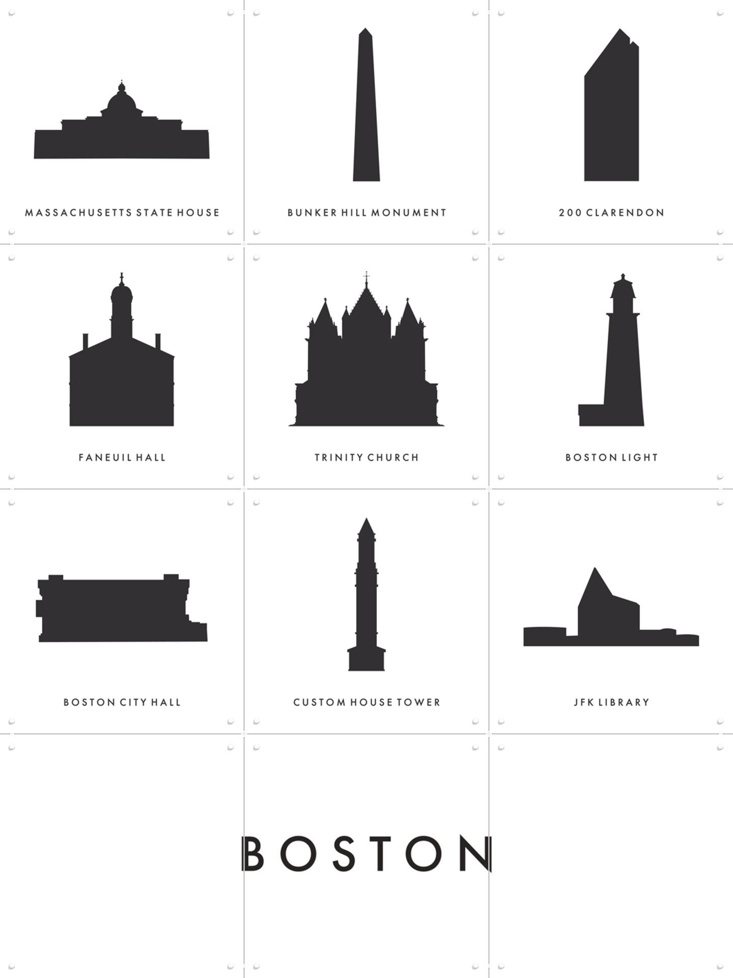 Boston Architecture Collage Box, by Art in Maps - IXXI