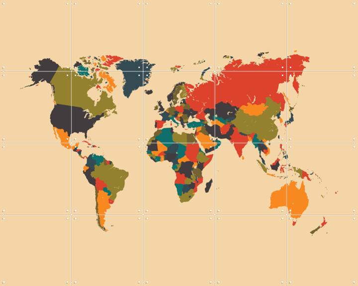 World Map Mosaic Autumn, by Art in Maps - IXXI