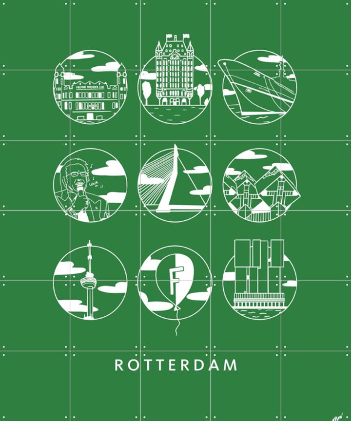 Rotterdam Icons - Mono, par Art Studio Jet & Art in Maps - IXXI